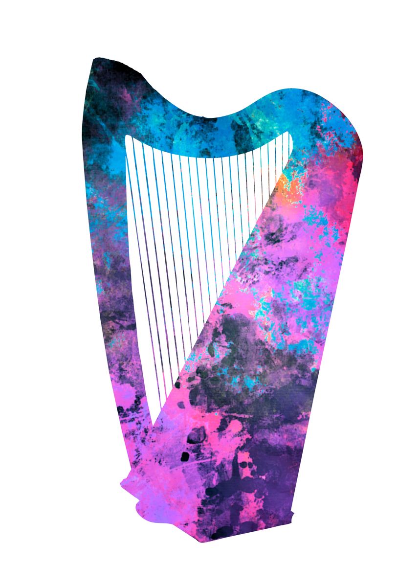 'Harp' Poster, picture, metal print, paint by Lion Mixart | Displate