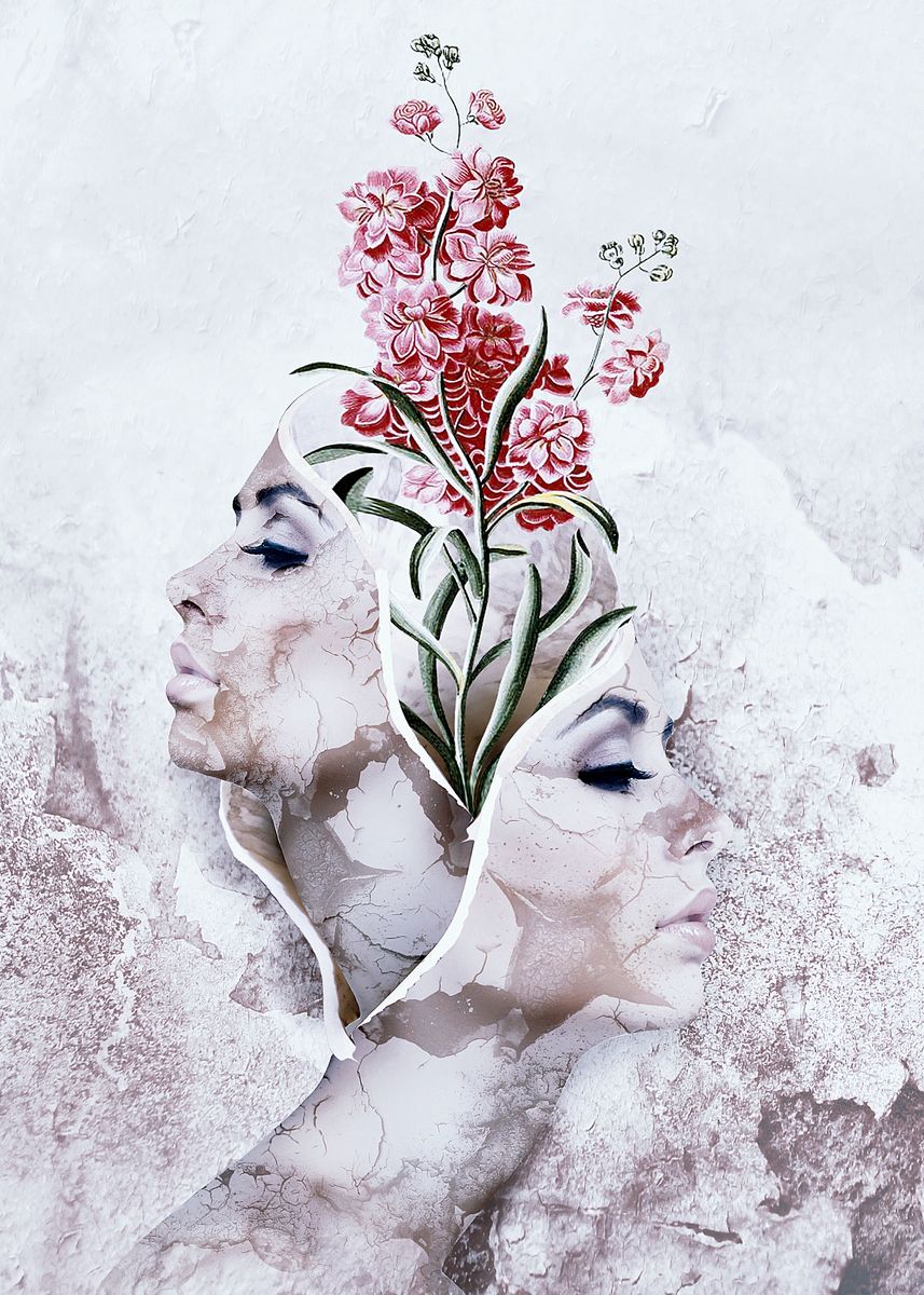 'Two Sides' Poster, picture, metal print, paint by RIZA PEKER | Displate