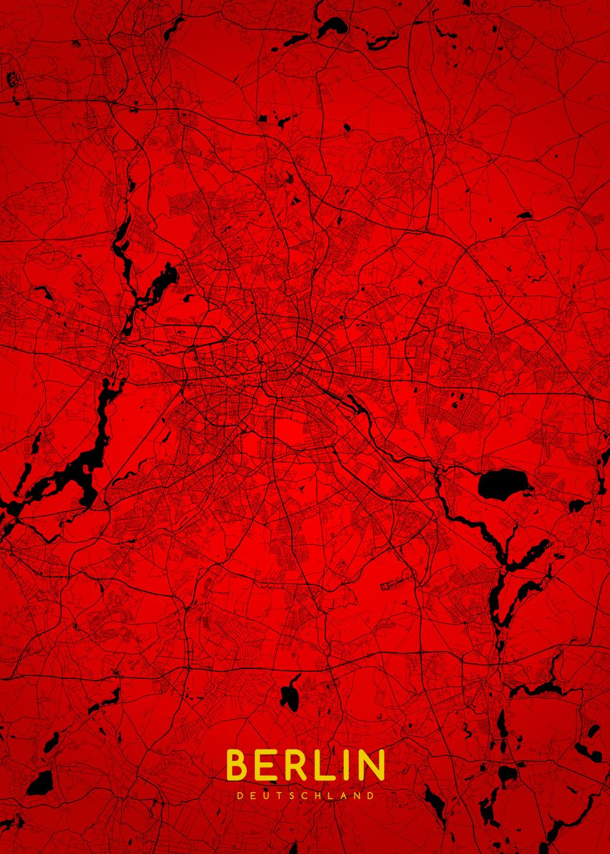 'Berlin map' Poster, picture, metal print, paint by mapsies | Displate