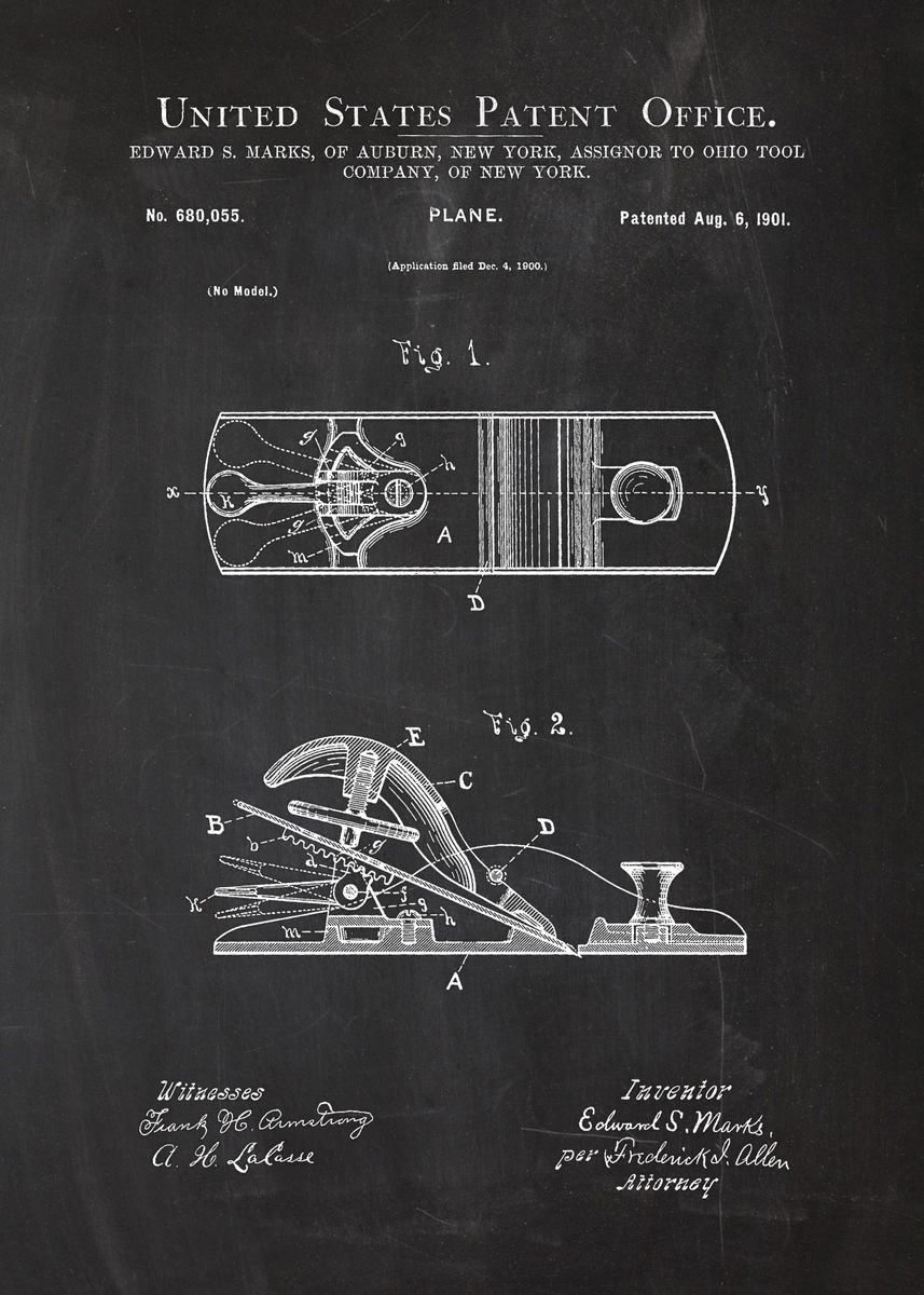 '1901 Plane - Patent Drawing' Poster, picture, metal print, paint by ...
