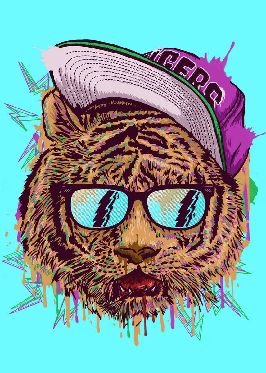 'Rad Tiger' Poster, picture, metal print, paint by CoDDesigns | Displate