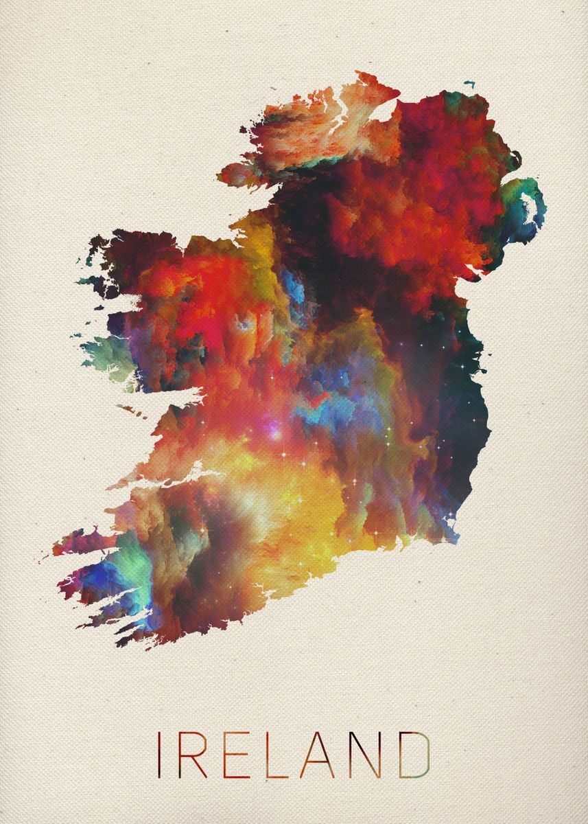 'Ireland Watercolor Map' Poster, picture, metal print, paint by Design ...