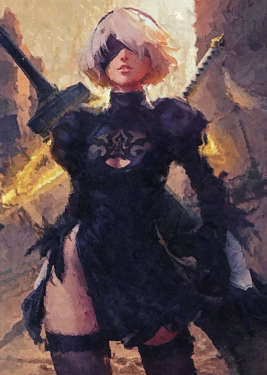 'Nier Automata / Canvas Paintings' Poster, picture, metal print, paint ...