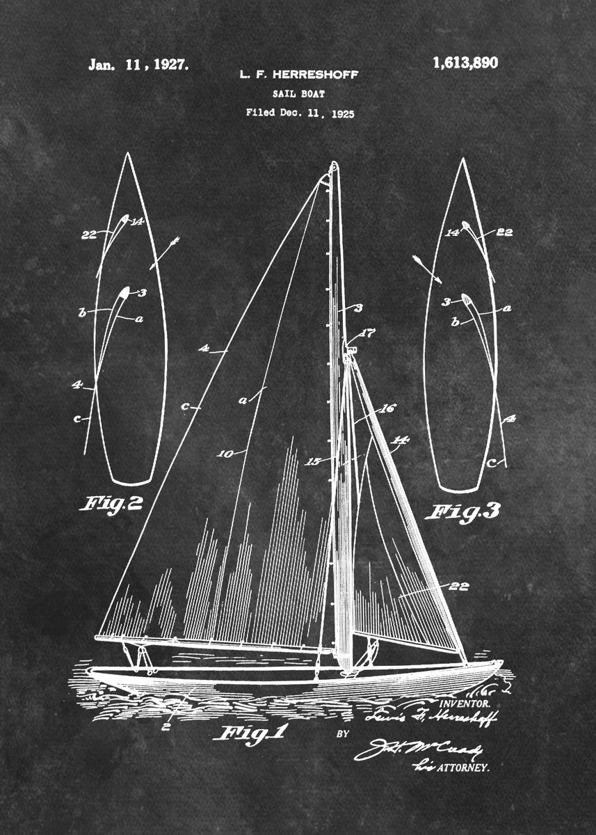 '1925 Herreshoff Sail Boat ' Poster, picture, metal print, paint by ...