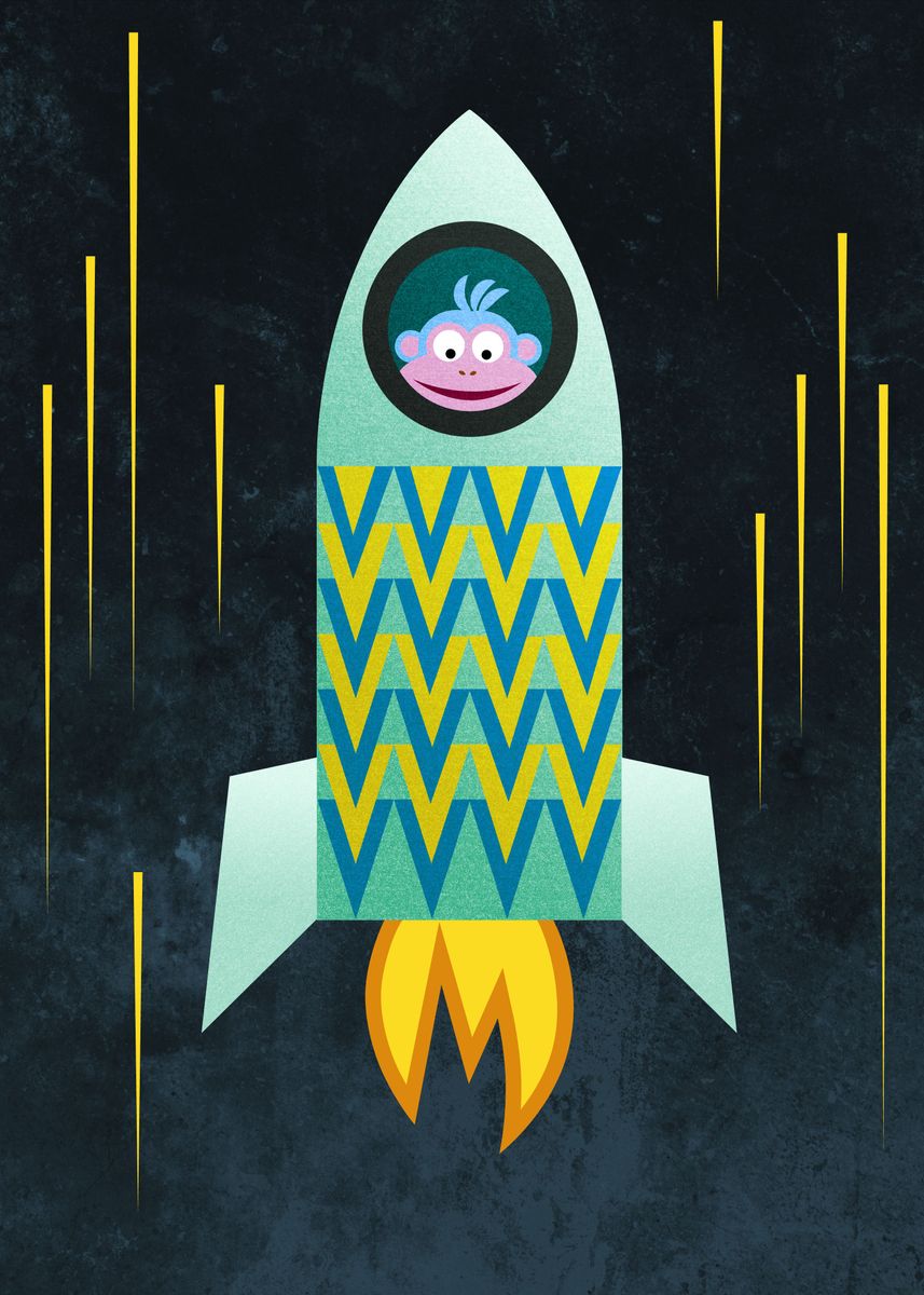 'Space Monkey' Poster, picture, metal print, paint by Lotta Hakola ...