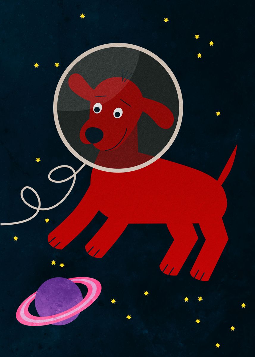 'Astro Dog' Poster, picture, metal print, paint by Lotta Hakola | Displate