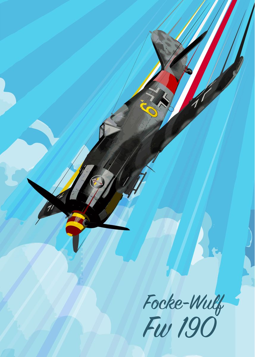 'Focke Wulf Fw 190 Pop Art' Poster, picture, metal print, paint by ...