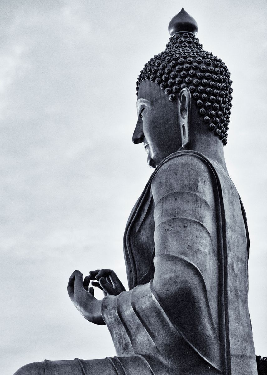 'Lord Buddha praying statue - Monochrome' Poster by Benjamin Dupont ...