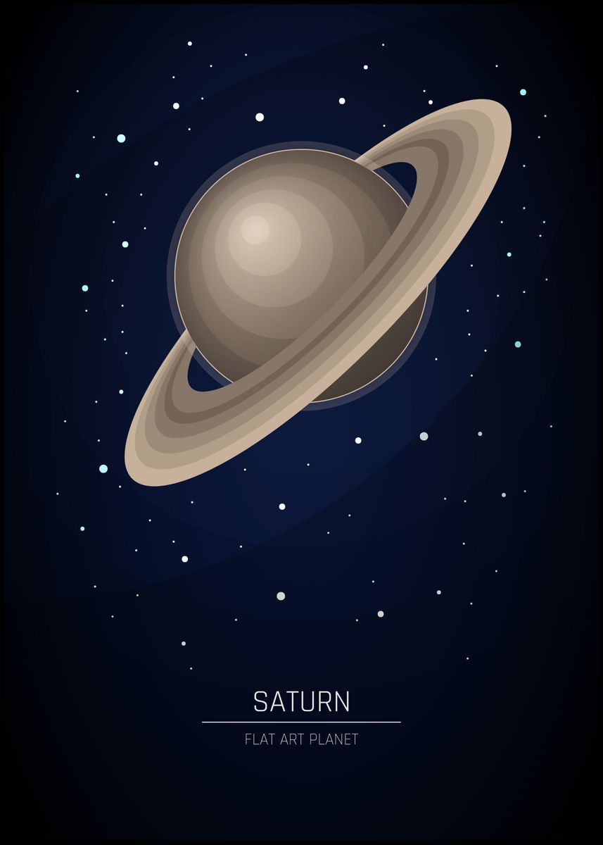'Saturn - Flat Art Planet' Poster, picture, metal print, paint by Marco ...