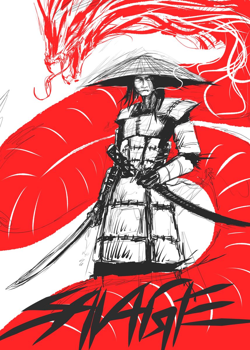 'Samurai Warrior' Poster by Mahfuz Hossain | Displate