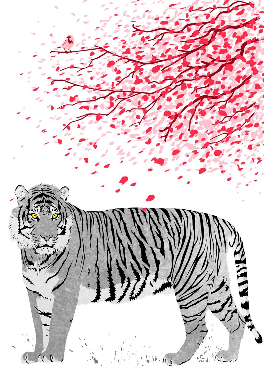 'Cherry tree Tiger ' Poster by Alberto Perez | Displate