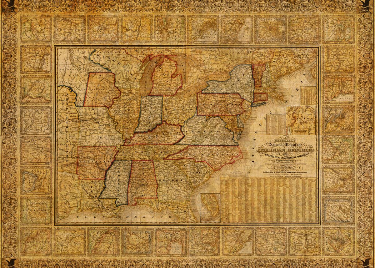 'Map of United States of America USA 1845' Poster by Design Turnpike ...