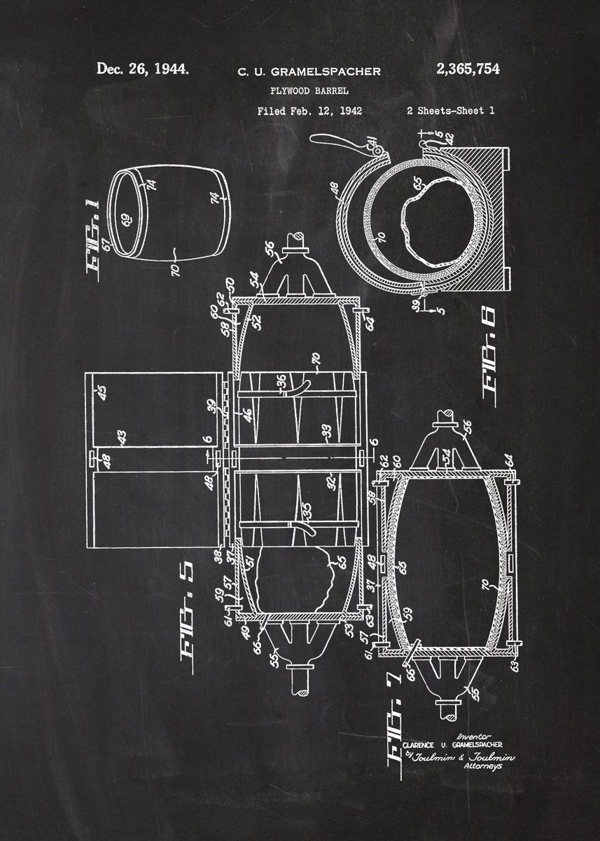 '1942 Plywood Barrel - Patent Drawing' Poster by Nicram K | Displate