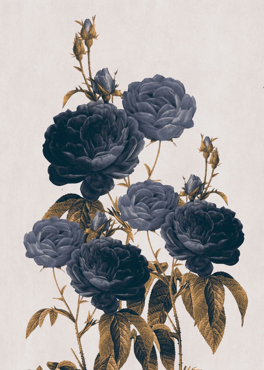 'blue flowers ' Poster, picture, metal print, paint by dada 22 | Displate