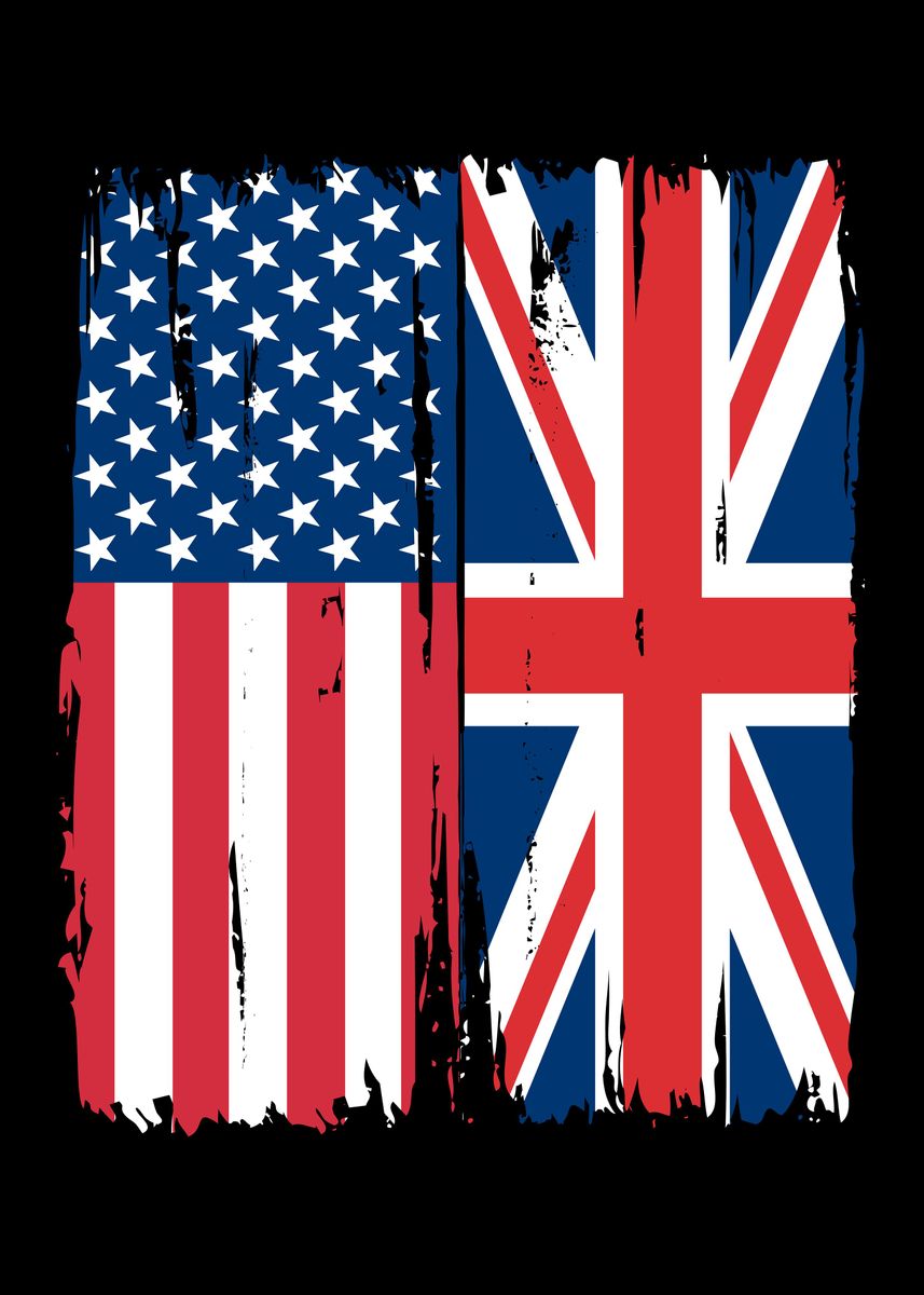'American UK Split Flag' Poster by Christian Strang | Displate