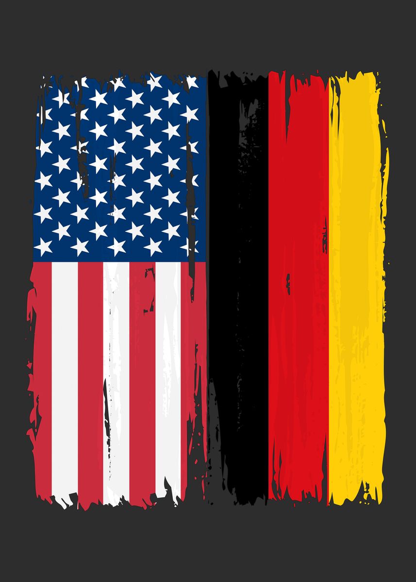 'American Germany Split Flags' Poster, picture, metal print, paint by ...