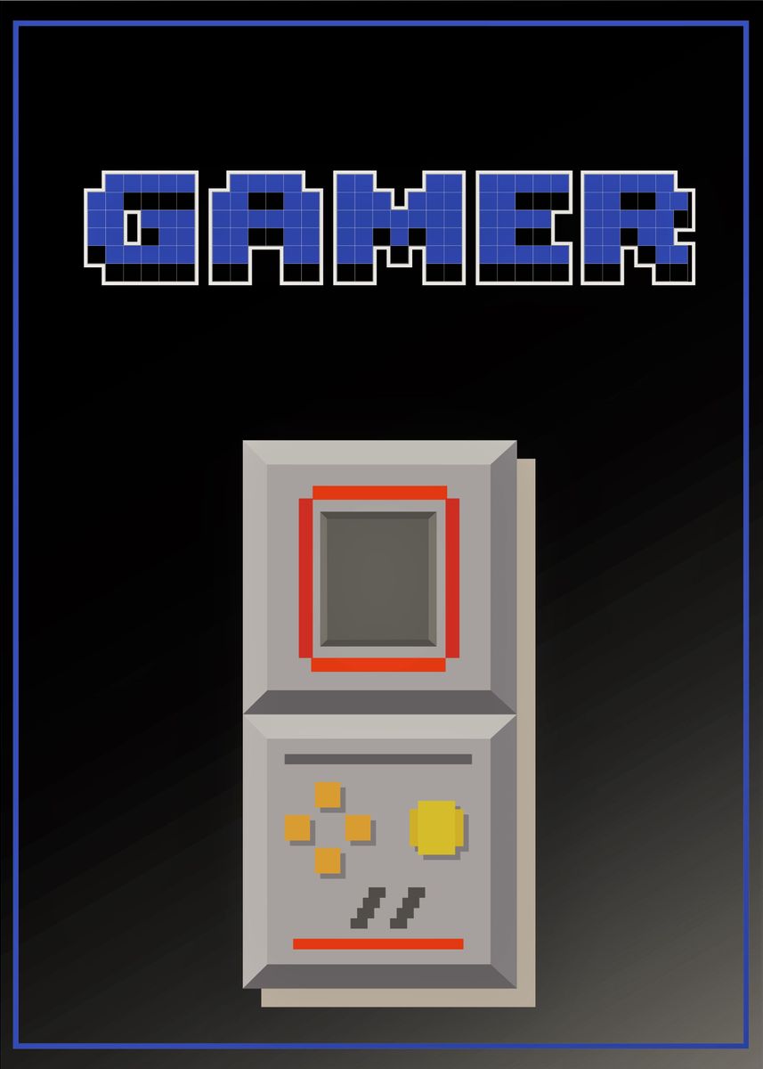 'Blue Pixel Gamer No. 3' Poster, picture, metal print, paint by ...