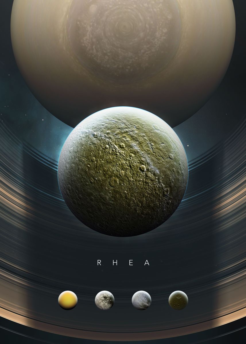 'A Portrait of the Solar System: Rhea' Poster, picture, metal print ...