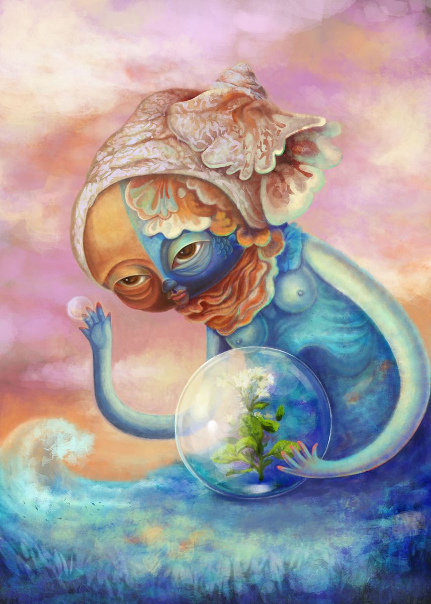 'Goddess turtle' Poster, picture, metal print, paint by Co Pa | Displate