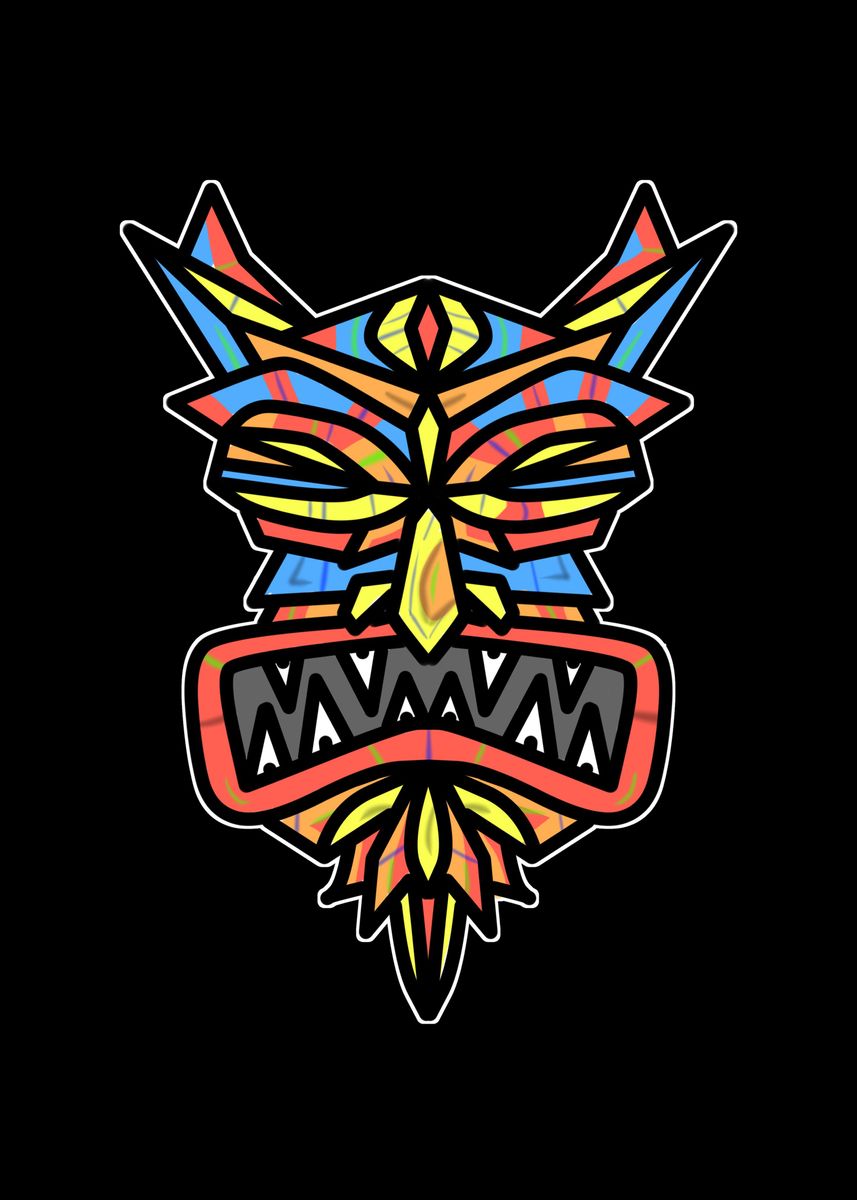 'Tribal Demon Mask' Poster, picture, metal print, paint by Vincent J ...