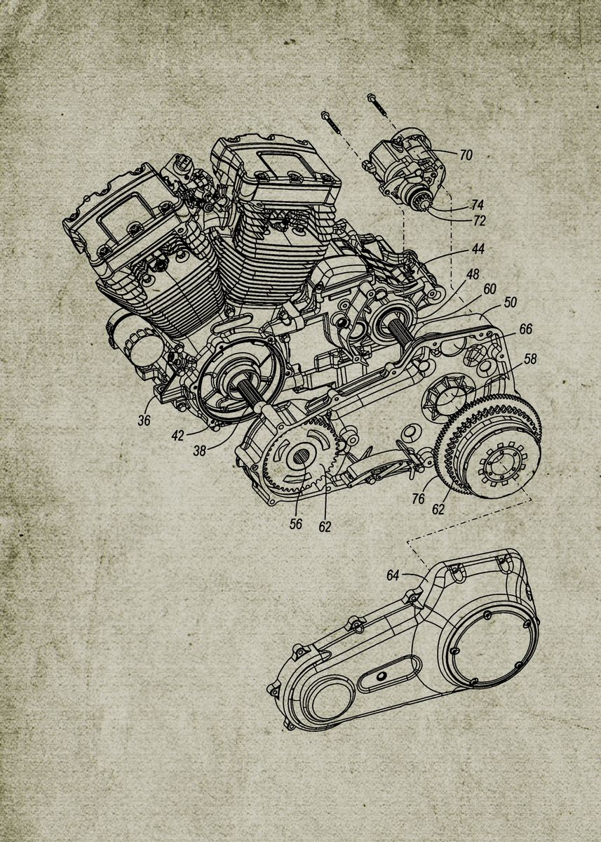 'V-ENGINE ' Poster, picture, metal print, paint by Nicram K | Displate