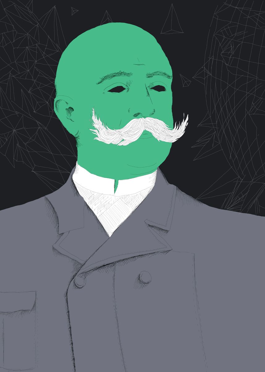 'Green Stache Man' Poster, picture, metal print, paint by Keren Boshi ...