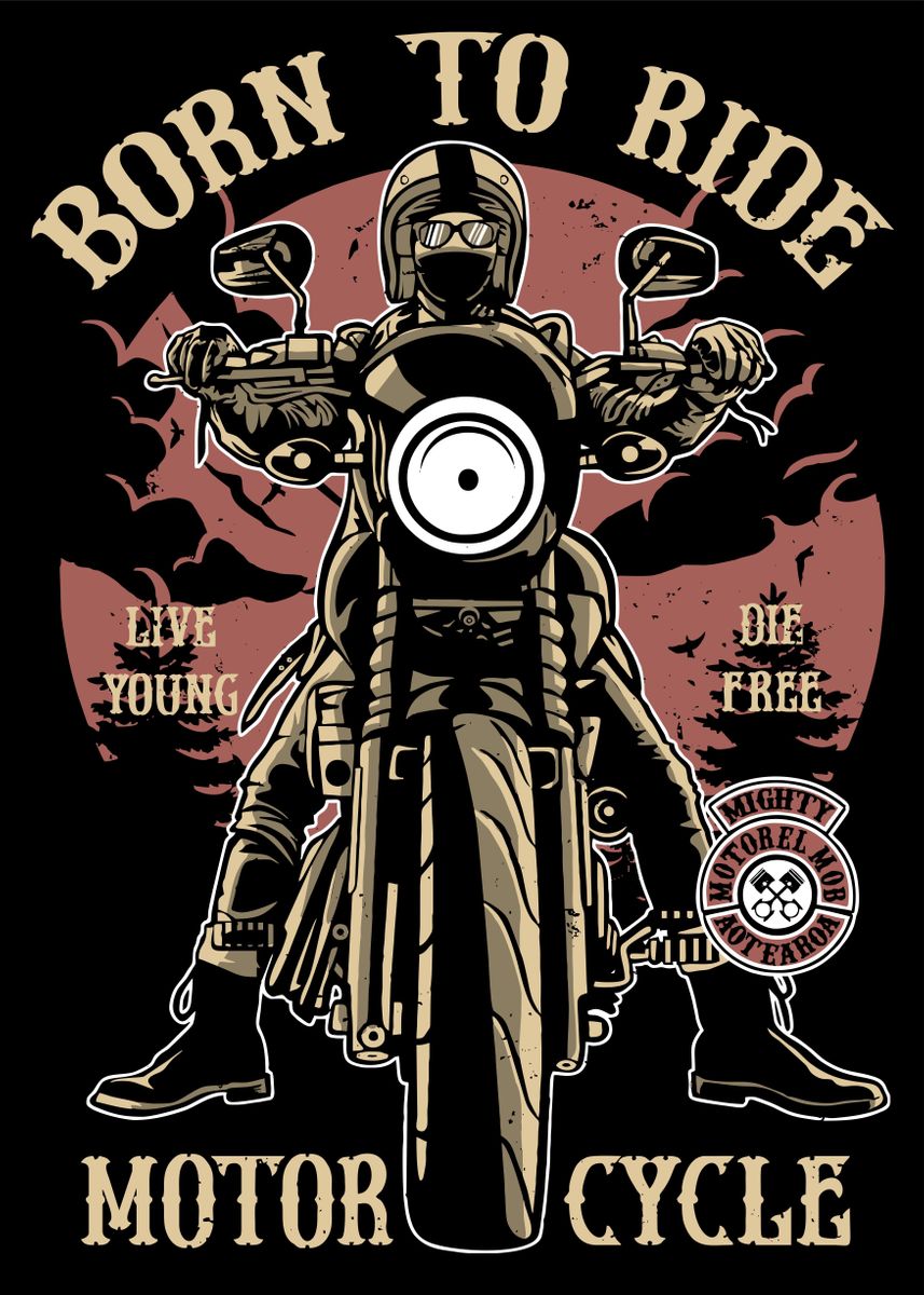 'Born To Ride' Poster, picture, metal print, paint by Aloke Design ...