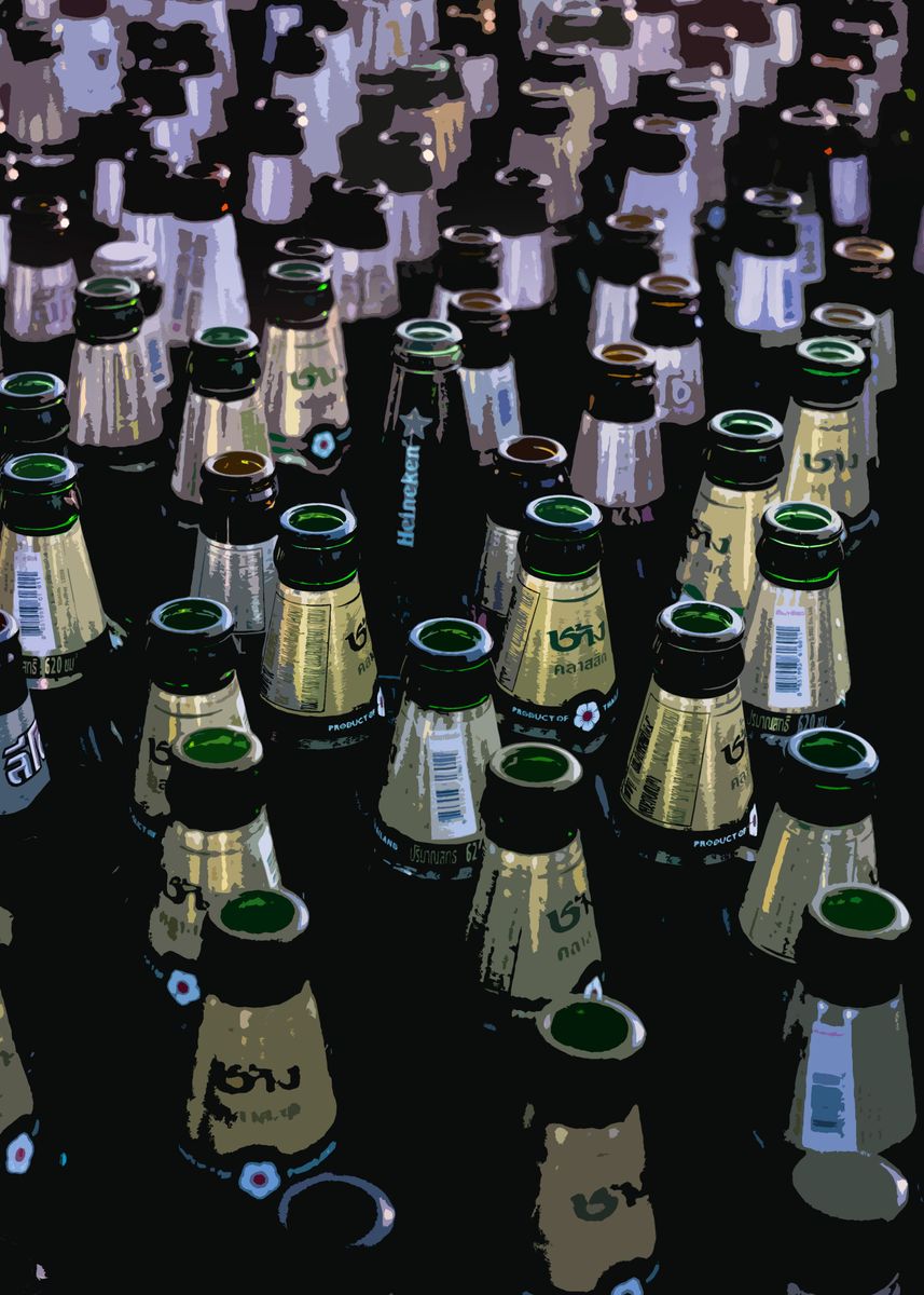 'Beer bottles pop art' Poster, picture, metal print, paint by Benjamin ...