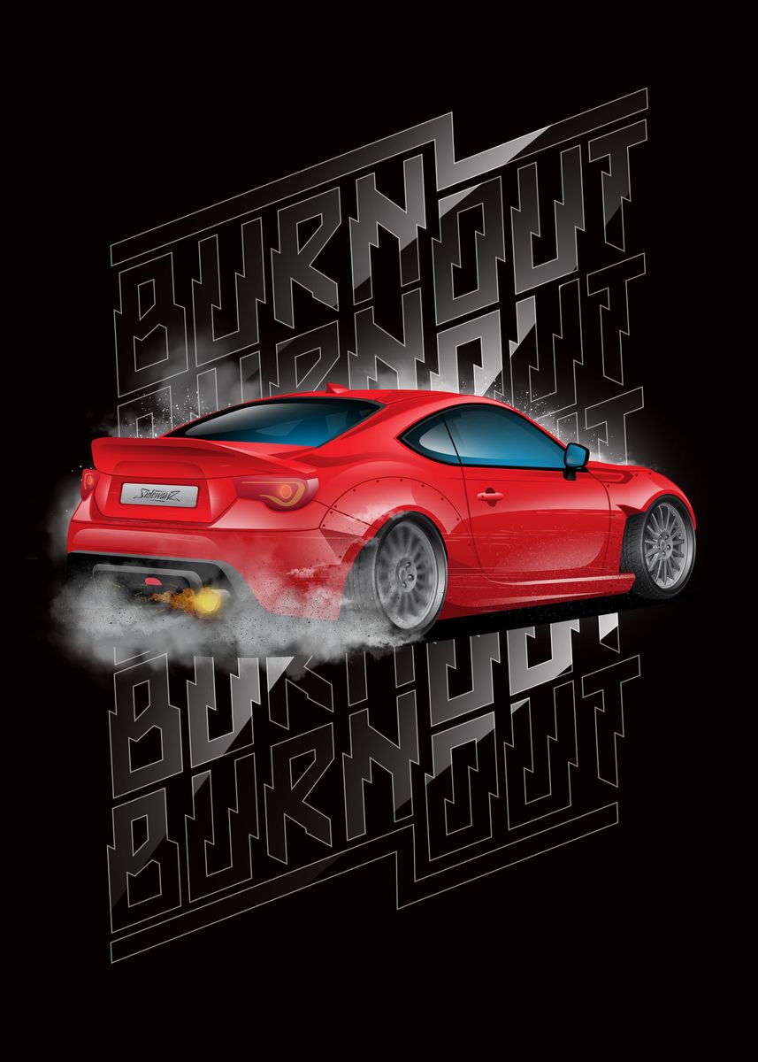 'GT86 burnout' Poster, picture, metal print, paint by ultim8 merch ...
