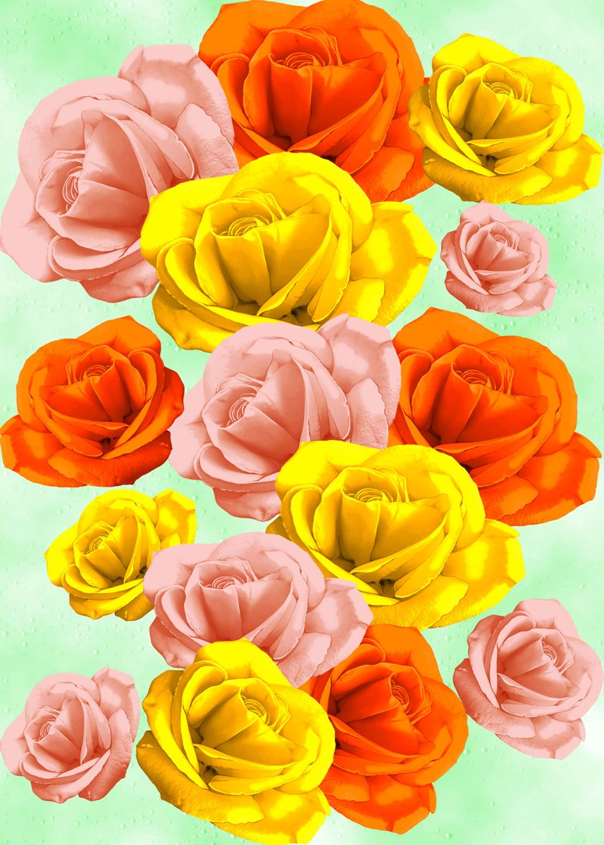 'Roses Pastel Colors Floral Co' Poster by Bluedarkat Lem | Displate