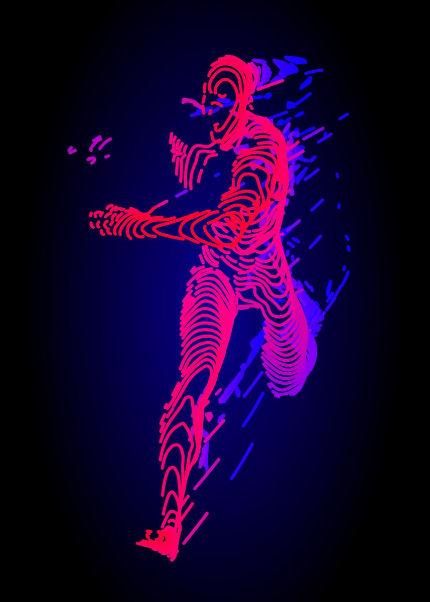 'Art concept of a running man' Poster, picture, metal print, paint by M ...