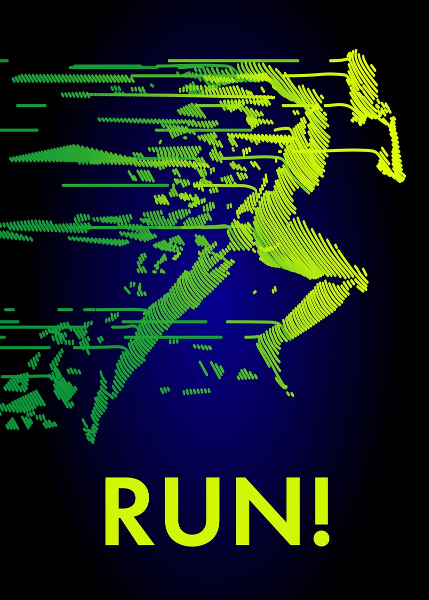 'Art concept of a running man' Poster, picture, metal print, paint by M ...