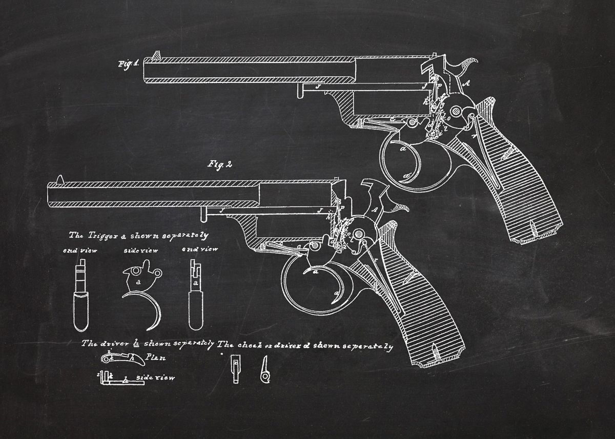 'Revolver - Patent Drawing' Poster by Nicram K | Displate