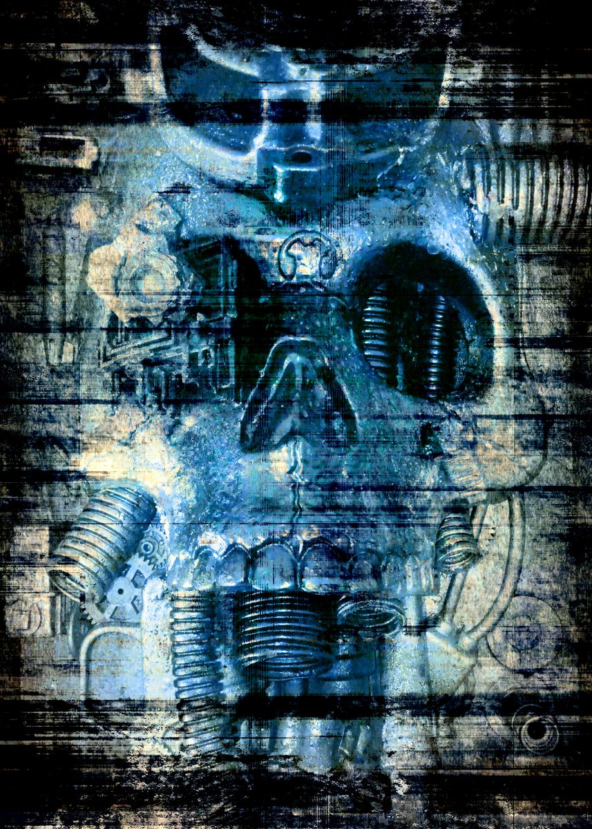 'Skull machine' Poster, picture, metal print, paint by Yexart Design ...