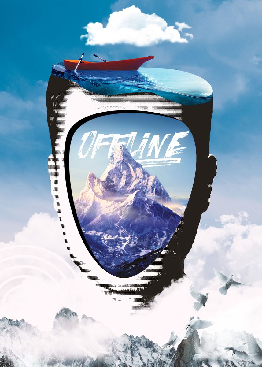 '//OFFLINE//' Poster, picture, metal print, paint by Naked Monkey ...