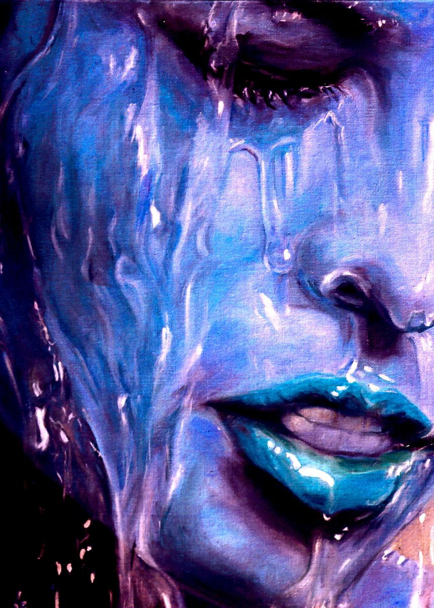 'Blue face ' Poster, picture, metal print, paint by Artline lk | Displate