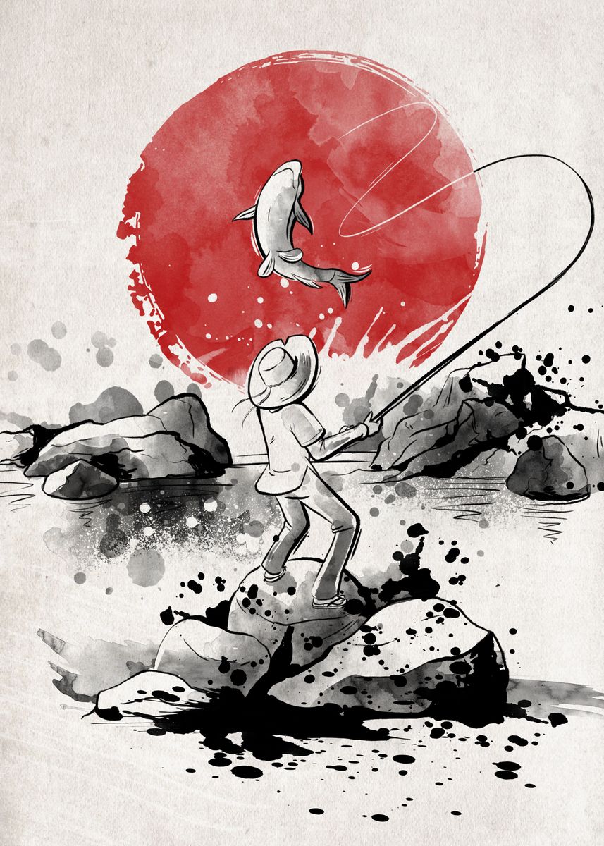 'fisherman sanpei' Poster, picture, metal print, paint by NemiMakeit ...