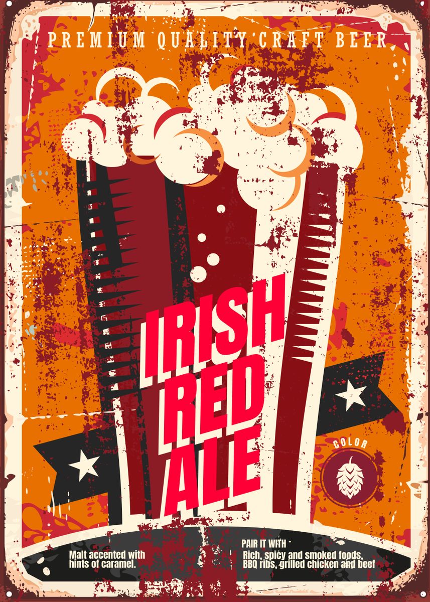 'Irish red ale' Poster, picture, metal print, paint by Mr Jackpots ...