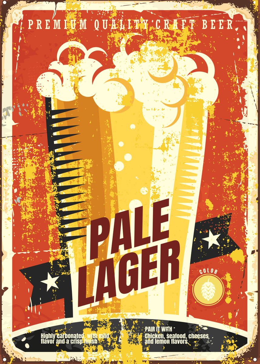 'Pale lager' Poster, picture, metal print, paint by Mr Jackpots | Displate