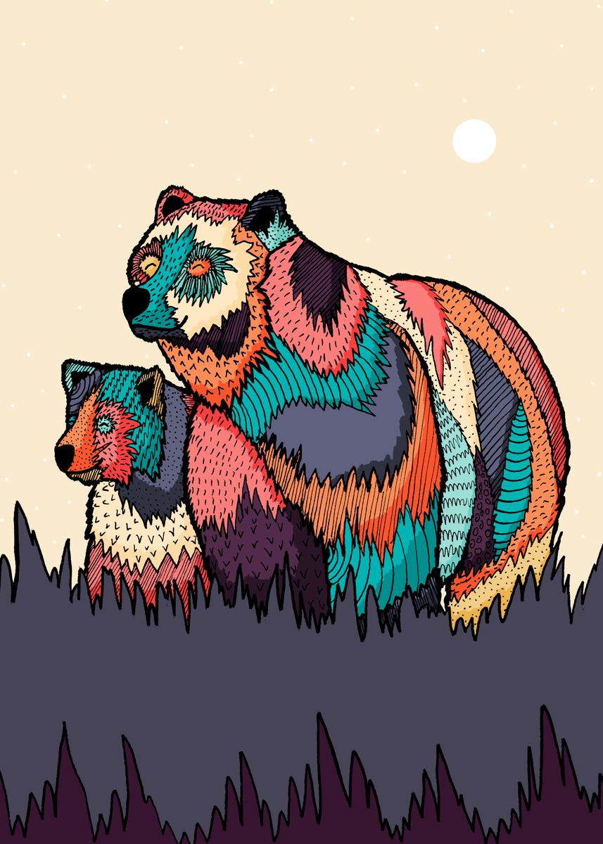 'The two bears ' Poster, picture, metal print, paint by Steve Wade ...