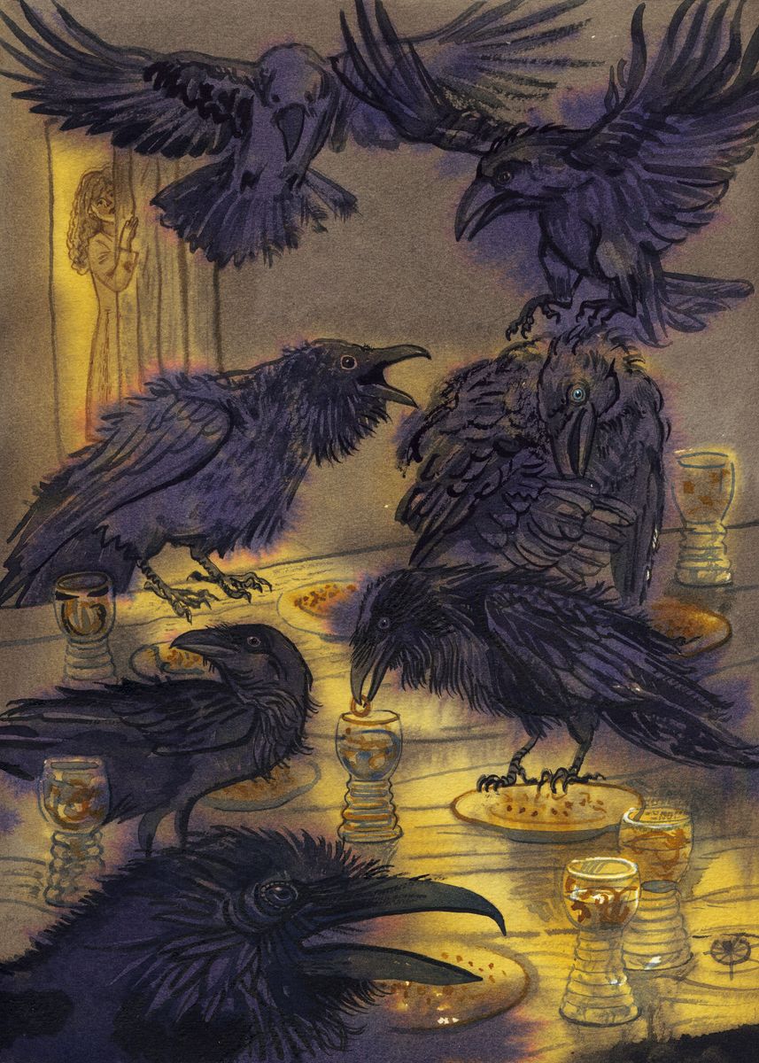 'Seven ravens fairy tale by the Grimm Brothers ' Poster, picture, metal ...