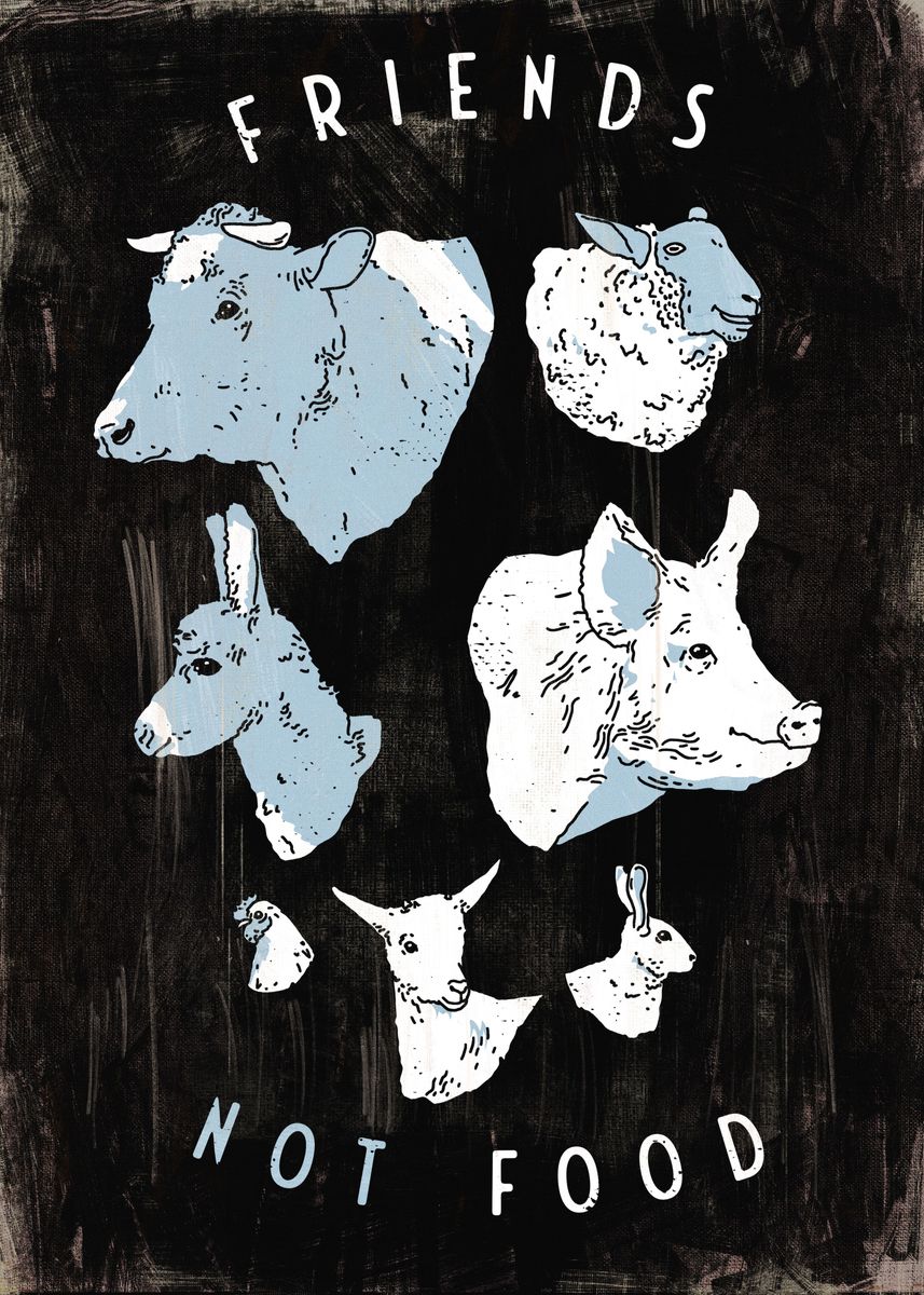 'Vegan Vegetarian Animals' Poster by Ronan Lynam | Displate