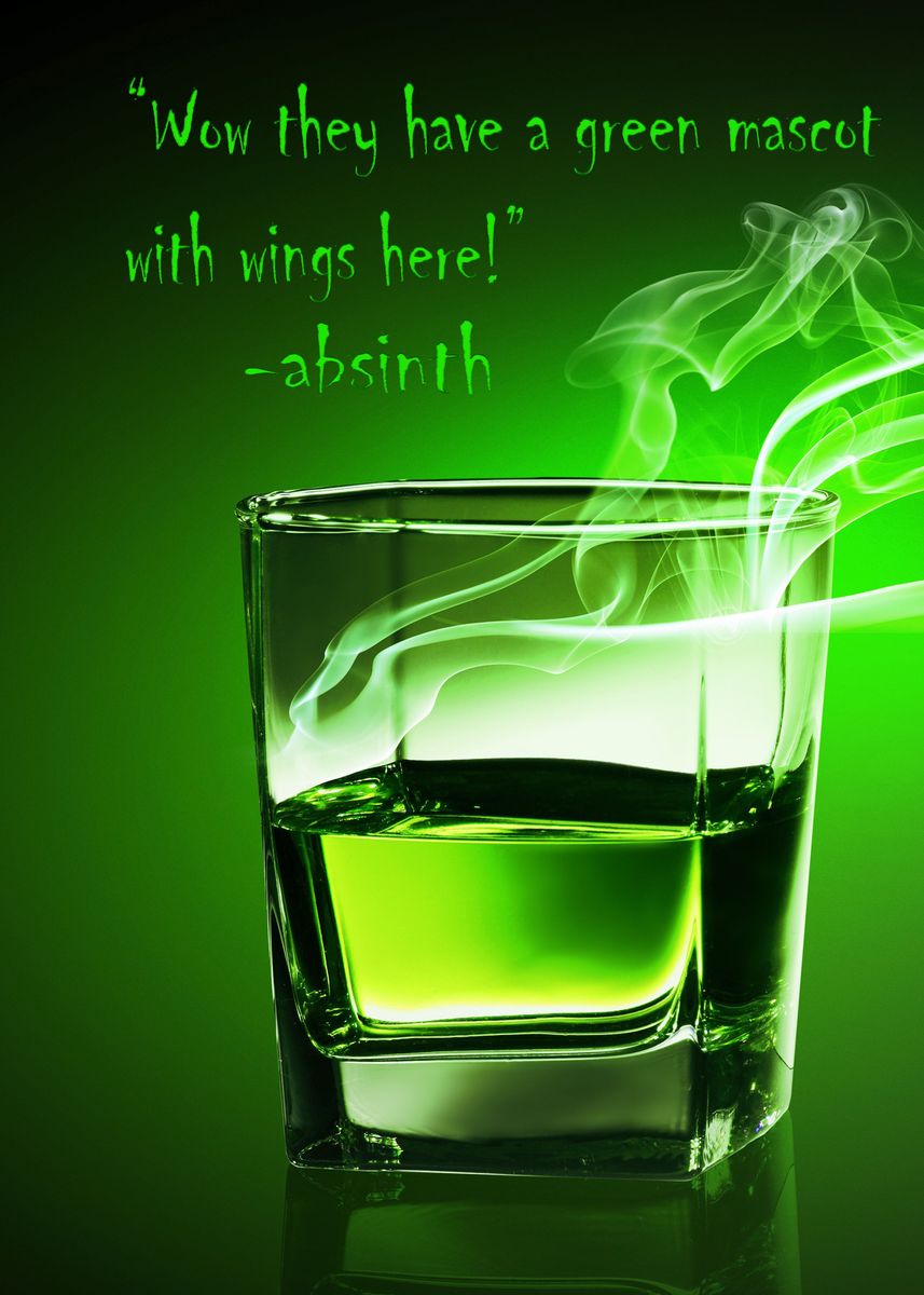 'Absinth funny bar poster' Poster, picture, metal print, paint by ...