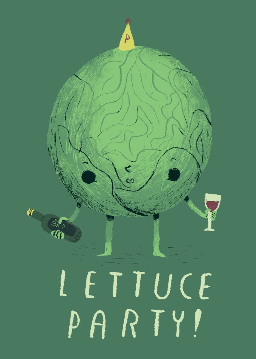 'lettuce party' Poster, picture, metal print, paint by Louis roskosch ...