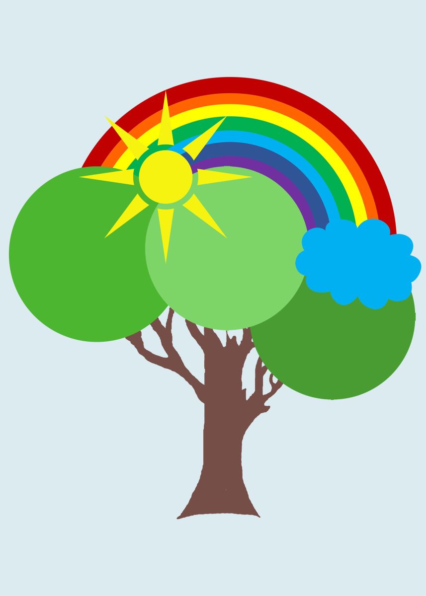 'Rainbow and trees' Poster, picture, metal print, paint by Milko Cicmil ...