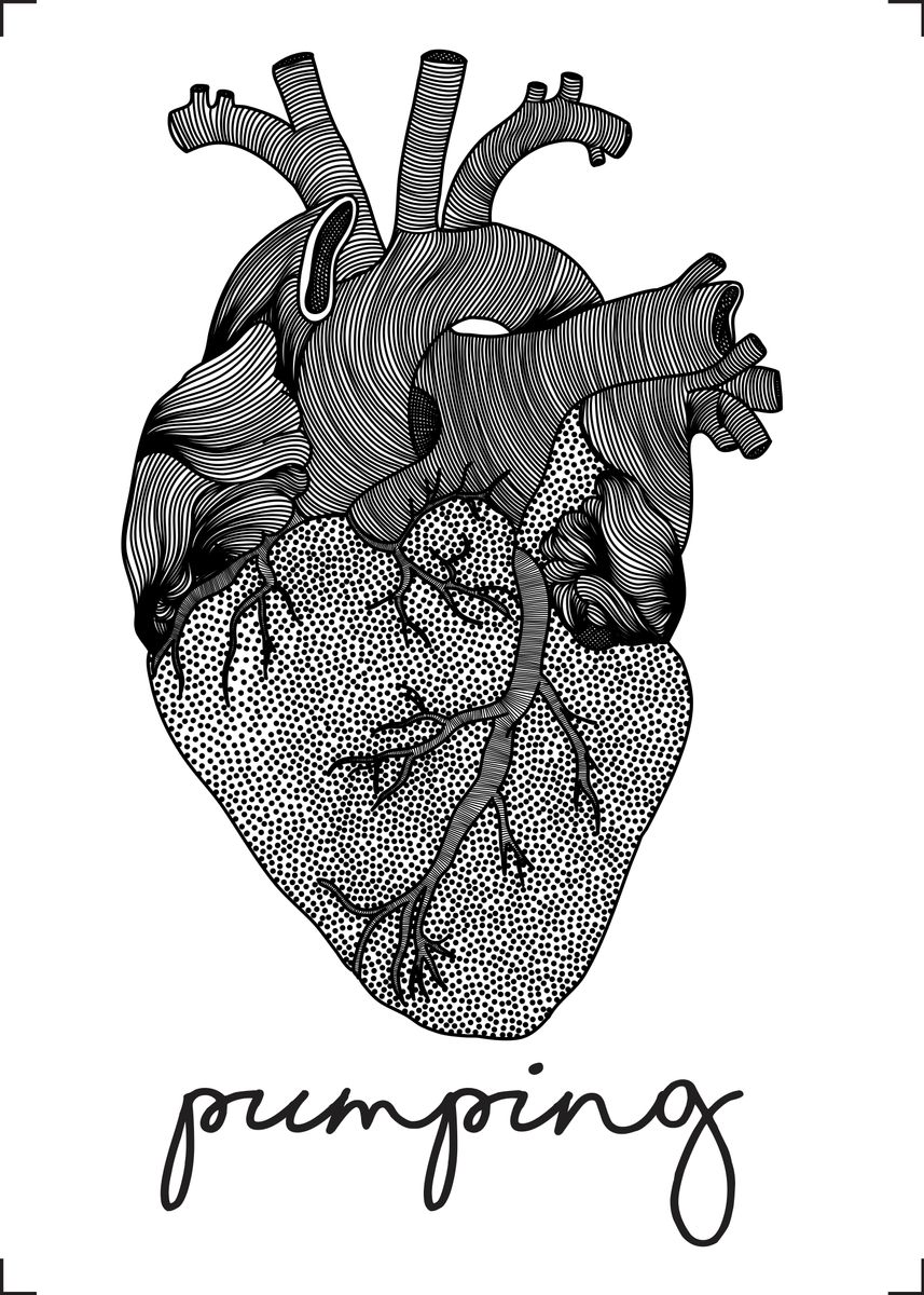 'This heart keeps pumping' Poster, picture, metal print, paint by Maria ...