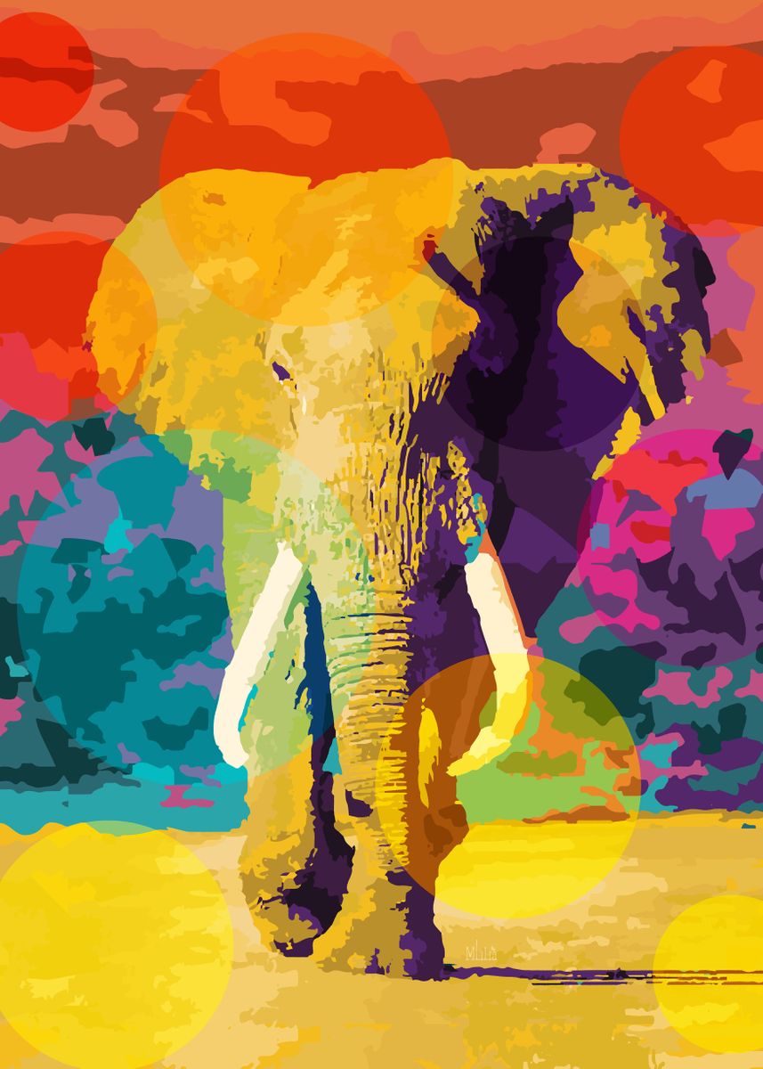 'Elephant pop' Poster, picture, metal print, paint by MarthaLilia Gumm ...