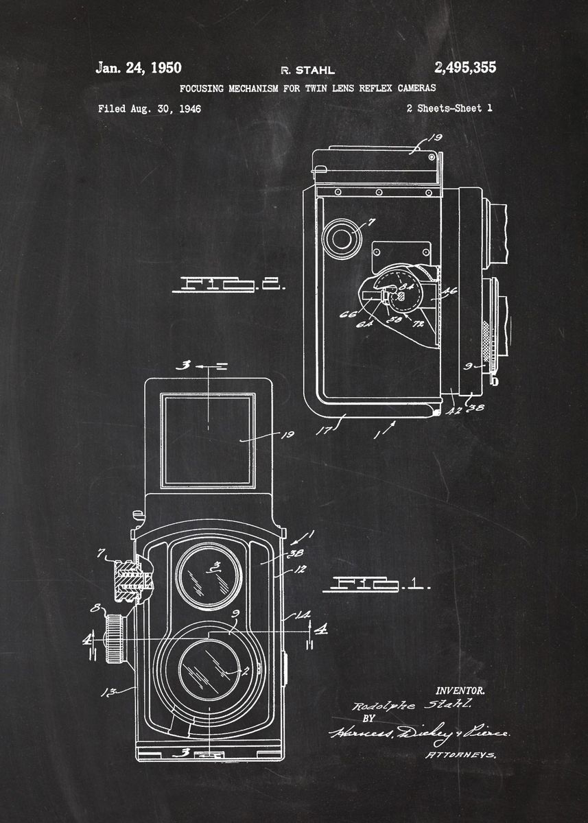 '1946 Focusing Mechanism for Twin Lens Reflex Cam' Poster, picture ...