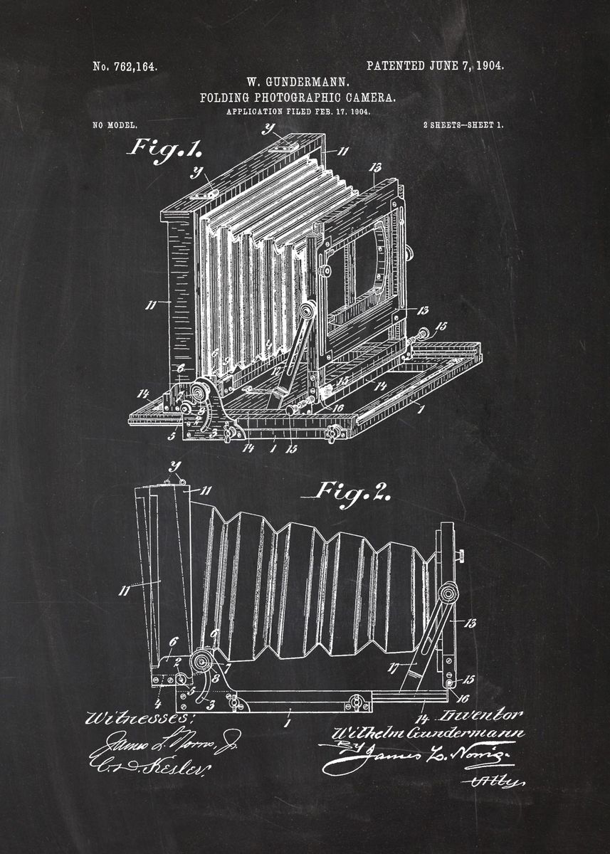 '1904 Folding Photographic Camera - Patent Drawing' Poster by Nicram K ...