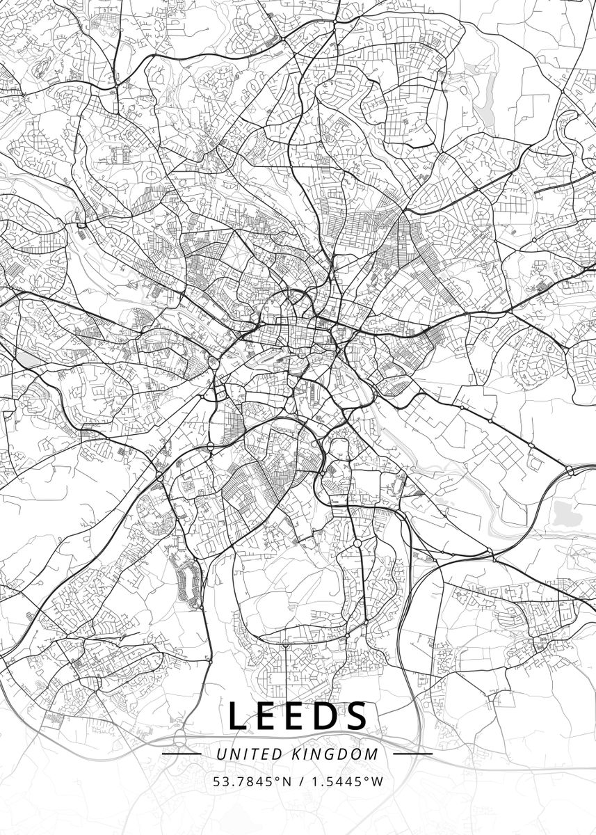'Leeds, United Kingdom' Poster, picture, metal print, paint by Designer ...